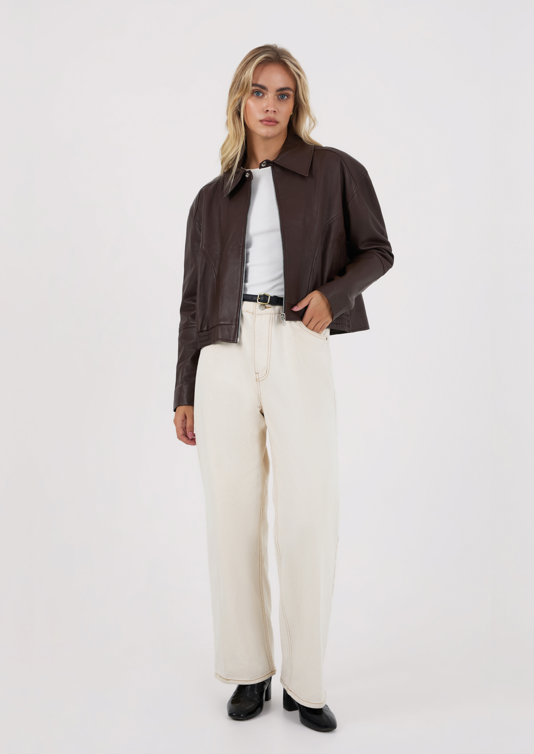 Shop Women's Brown Leather Jackets Online | Apostl